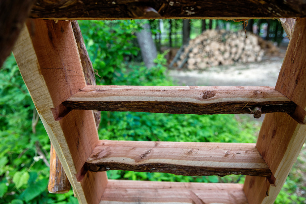 Live edge of back of ladder to Rustic Grape Arbor and Viewing Platform ...