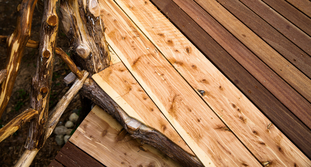 Mahogany and cedar floor planking on Rustic Grape Arbor and Viewing ...
