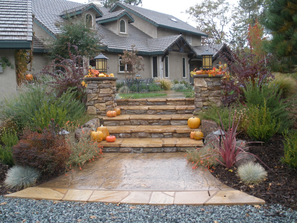 Meadow Vista Stone Columns and Flagstone Steps - Traditional ...