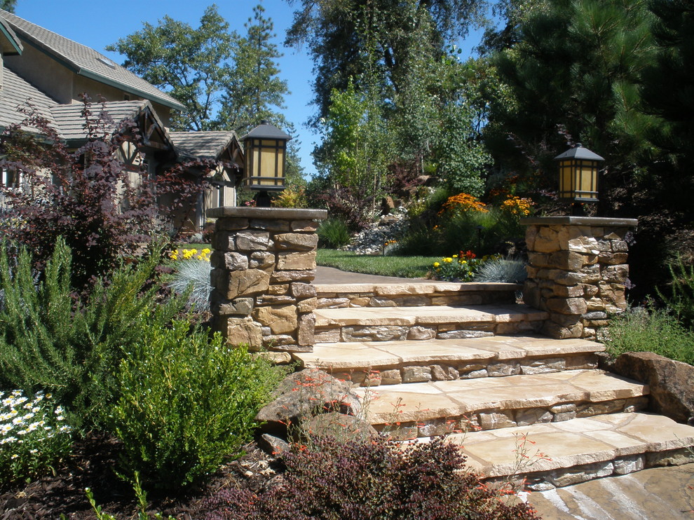 Meadow Vista Stone Columns and Flagstone Steps - Traditional ...