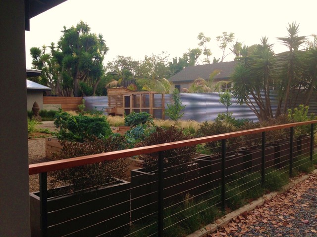 Metal Railing with Wood Cap - Contemporary - Garden - San Diego - by ...