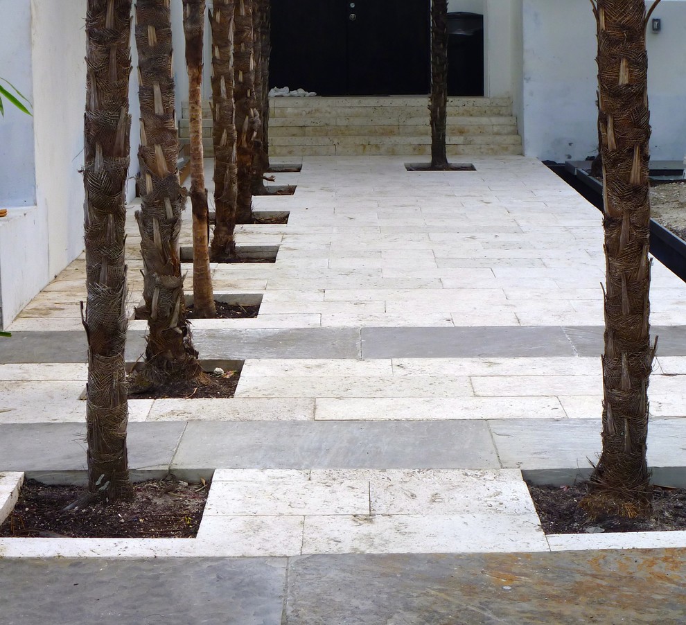Modern Front entrance walkway with coral limestone - Tropicale ...