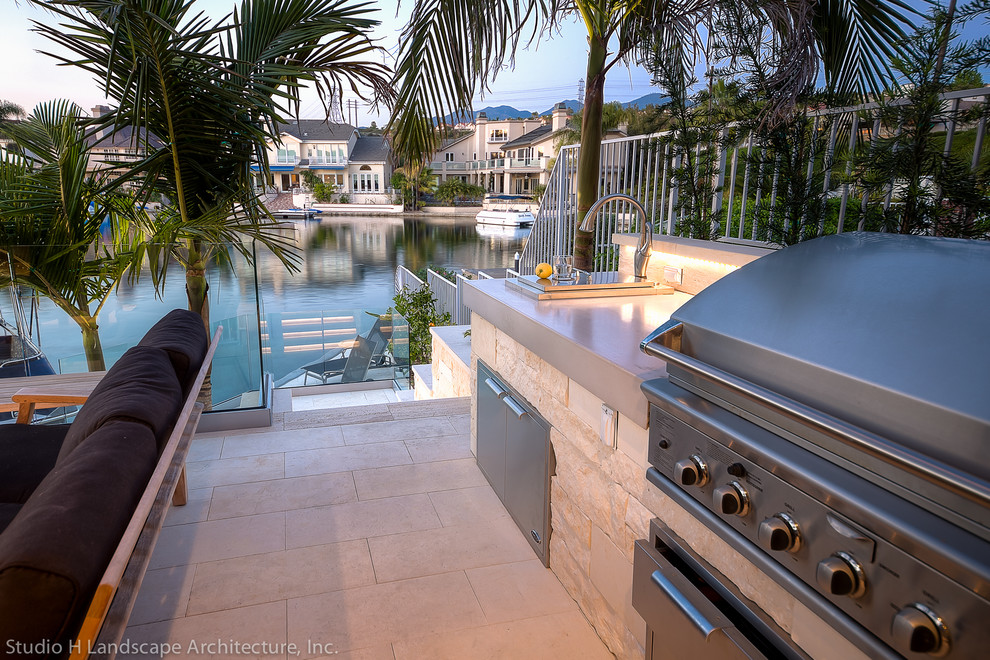 Modern Outdoor Kitchen BBQ Grill - Contemporary - Landscape - Orange ...