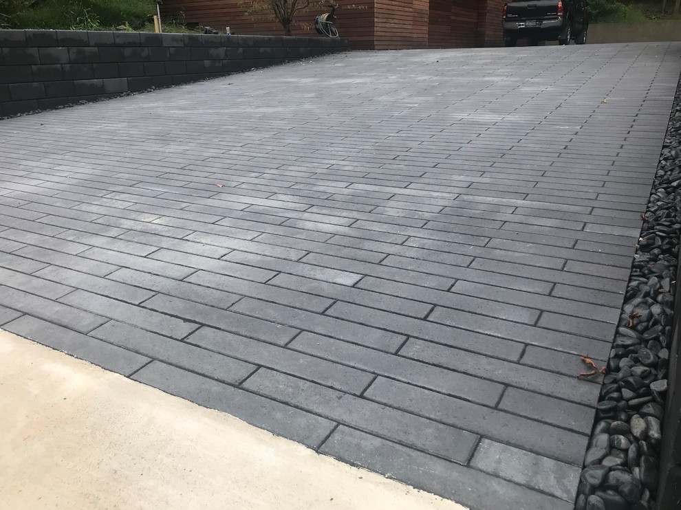 Modern paver driveway/walls - Modern - Landscape - New York - by ...