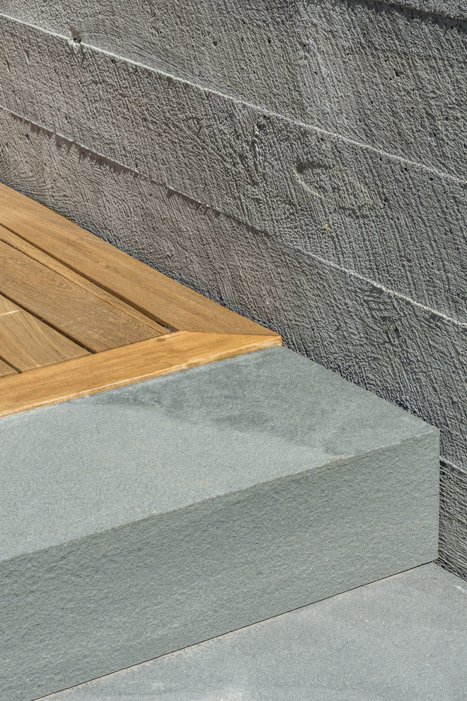 Monolithic Bluestone Steps, Ipe Deck and Concrete Wall - Modern ...