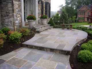 Mortared Patterned Stone Entryway with Curves - Traditional - Landscape ...