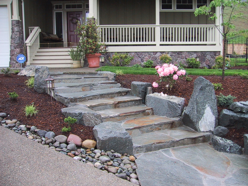 Mortared stone steps - Traditional - Landscape - Seattle - by PUGET ...
