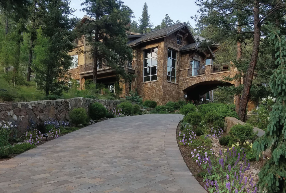 Mountain Landscaping blends with home and mountains - Traditional ...
