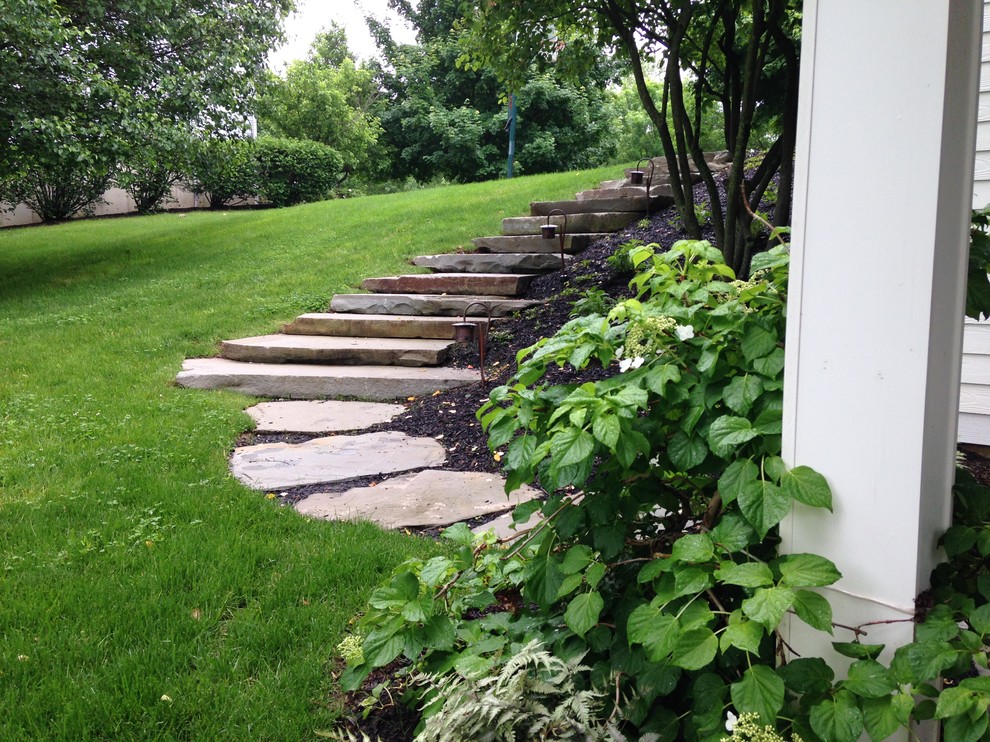 natural bluestone steps creates comfortable and welcoming access ...