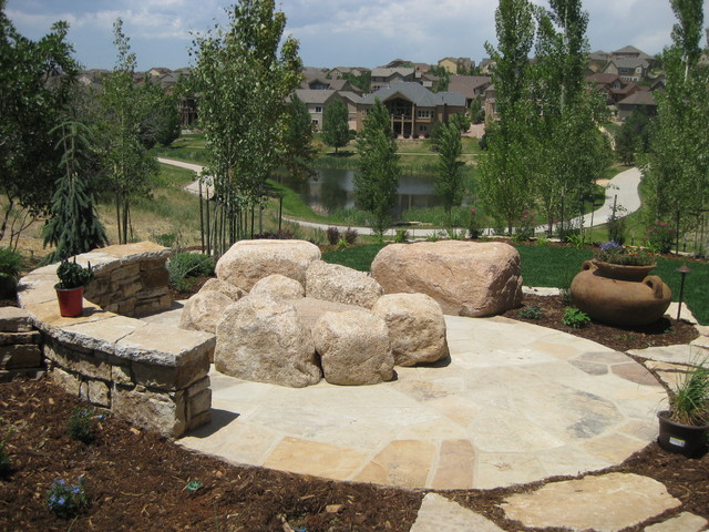 Pit With Boulder Plantings Fire Boulders Earthworks Natural Stone