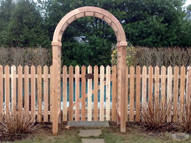 Natural Cedar Picket Fence With Elegant Entrance Arbor - Classique ...