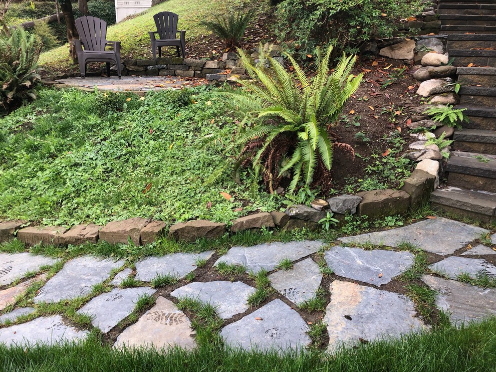 Natural flagstone pathway and manor stone steps - Transitional ...