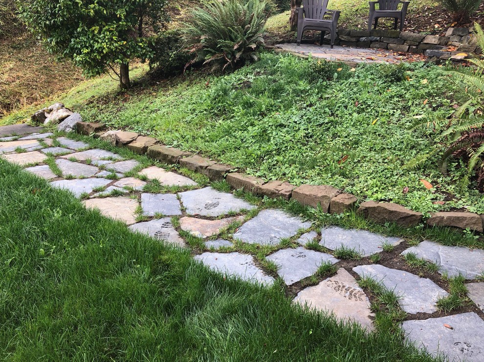 Natural flagstone pathway and manor stone steps - Transitional ...
