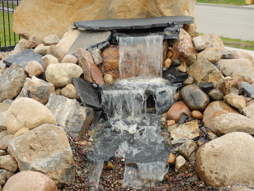 Natural Stone Falls - Traditional - Landscape - Edmonton - by Ground ...