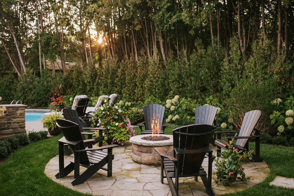 Natural Stone Patio with Fireplace - Traditional - Landscape - Other ...