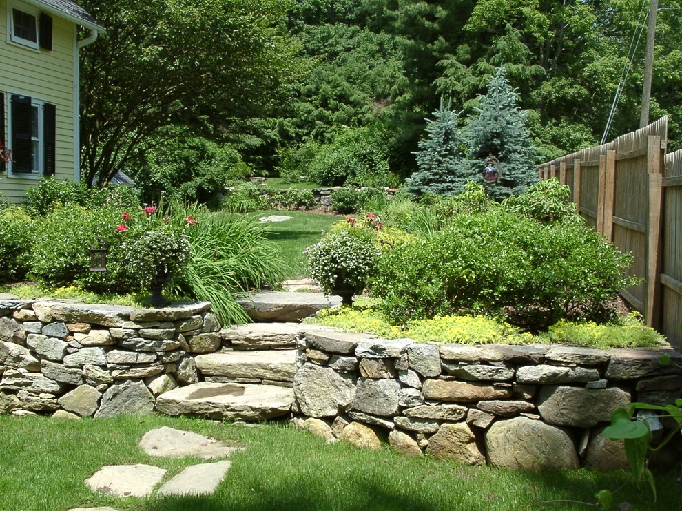Natural stone path leads to front door - Farmhouse - Landscape - New ...