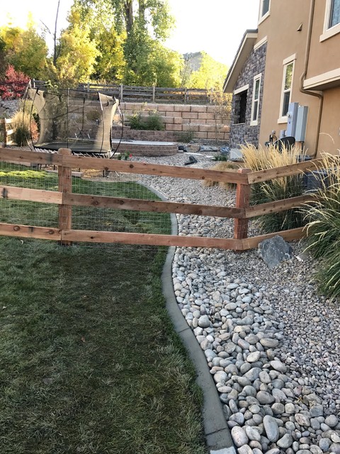 New fence and curb install - Rustic - Garden - Denver - by Estatescape ...