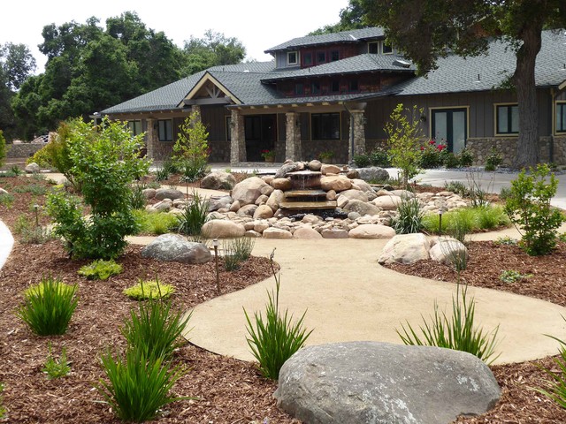 Ojai Pool Deck, Water Feature & Gazebo - Front Yard - Water Feature ...