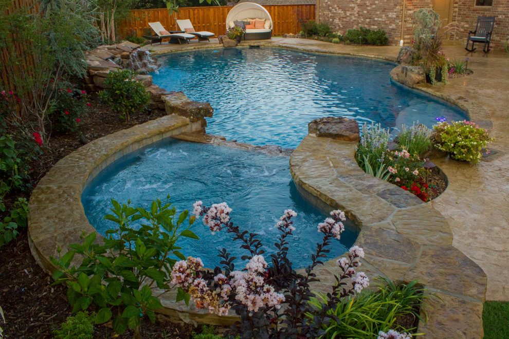 Oklahoma Landscape - Pool Surrounded with Landscaping - Tropical - Pool ...