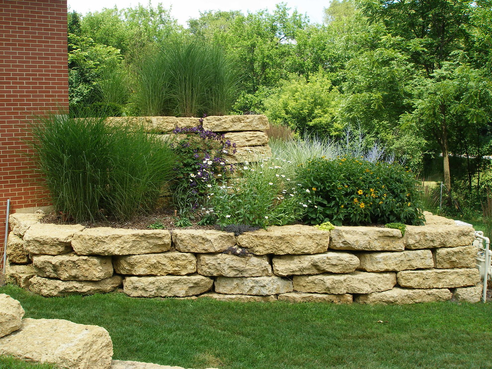 Outcropping Stone Retaining Wall - Transitional - Landscape - Chicago ...