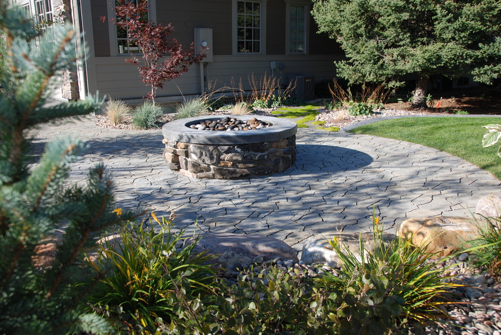 Outdoor Fire Pit with Boulder Seating - Traditional - Landscape - Salt ...