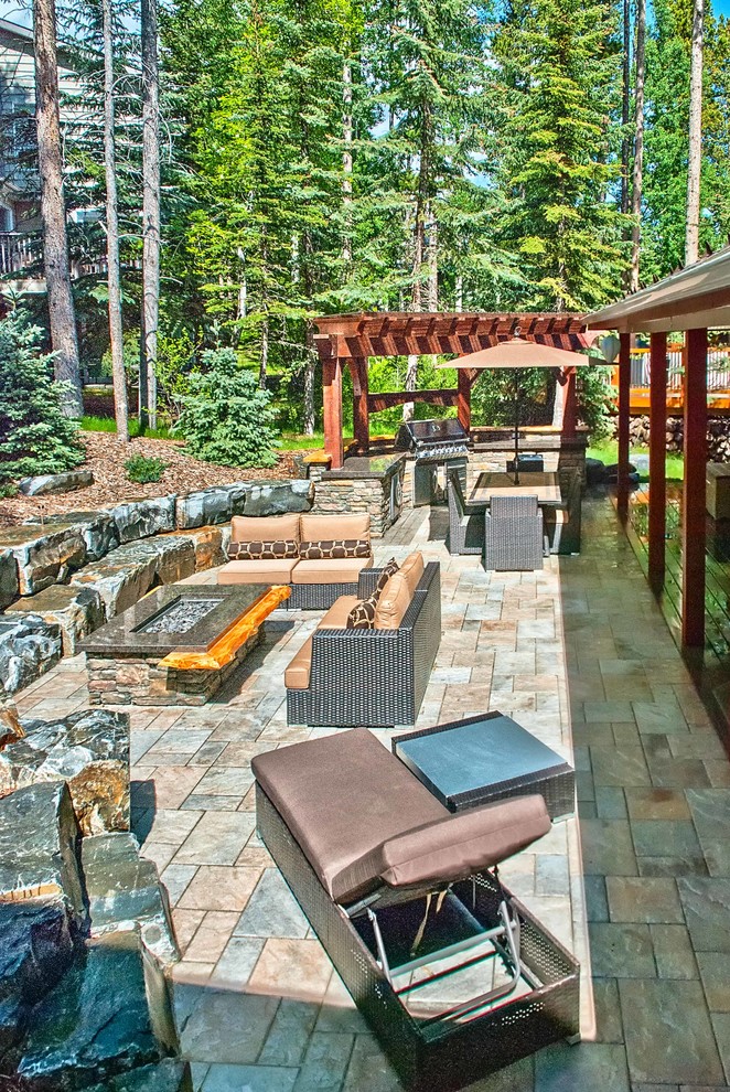 Outdoor Kitchen & Seating Area - Rustic - Landscape - Calgary - by ...