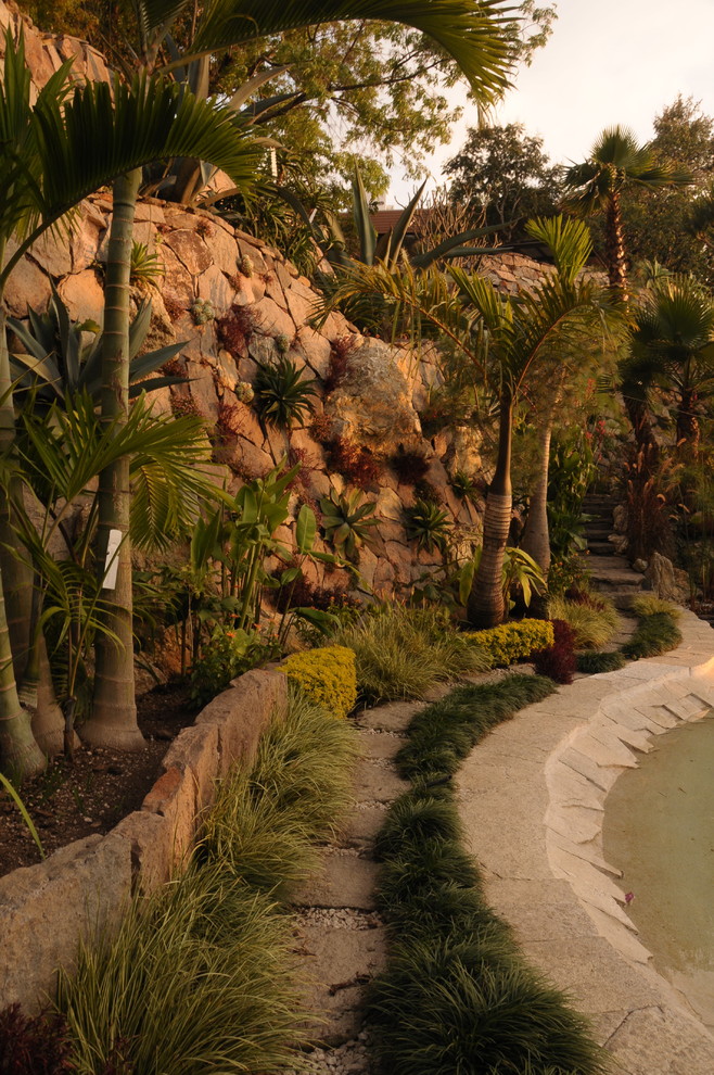 Path and Pond in Mexican Regional Garden - Traditional - Landscape ...