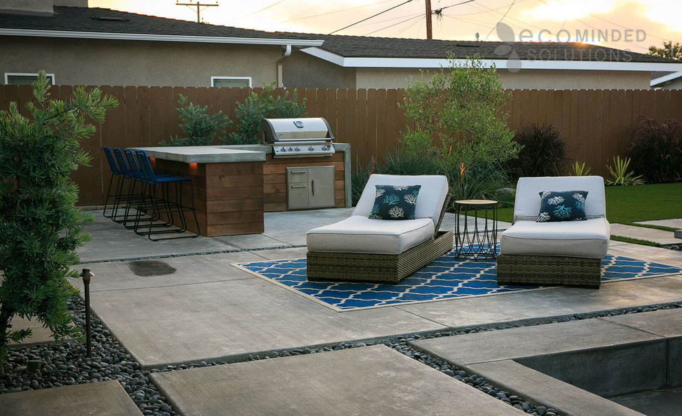 Patio Hardscape Backyard with BBQ Island - Contemporary - Landscape ...