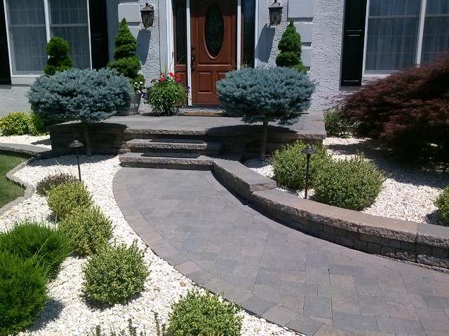 Paver Walkways and Pool Deck with Stone Veneer Retaining Wall ...