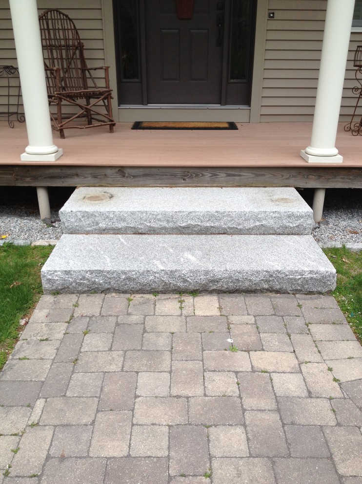 Paver Walkways with Granite Steps - Traditional - Landscape - Boston ...