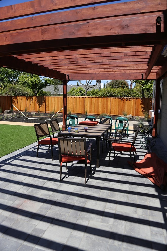 Pergola and permeable paver seating - Contemporary - Landscape - San ...