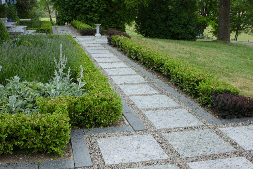 Peterborough, formal hedge and stone pathway - Victorian - Landscape ...
