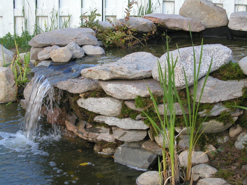 Pond Waterfall and Wall Waterfall with Flagstones - Rustic - Landscape ...