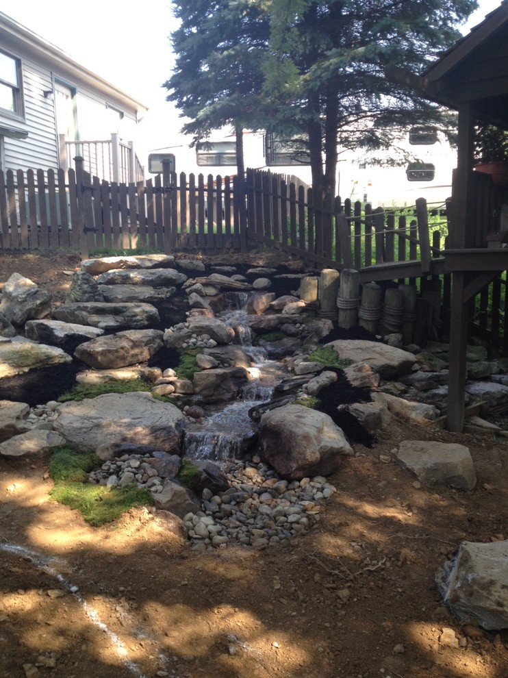 Pondless Waterfall, Natural Stone Steps, and Boulder Retaining Wall ...