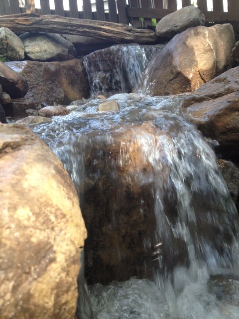 Pondless Waterfall, Natural Stone Steps, and Boulder Retaining Wall ...