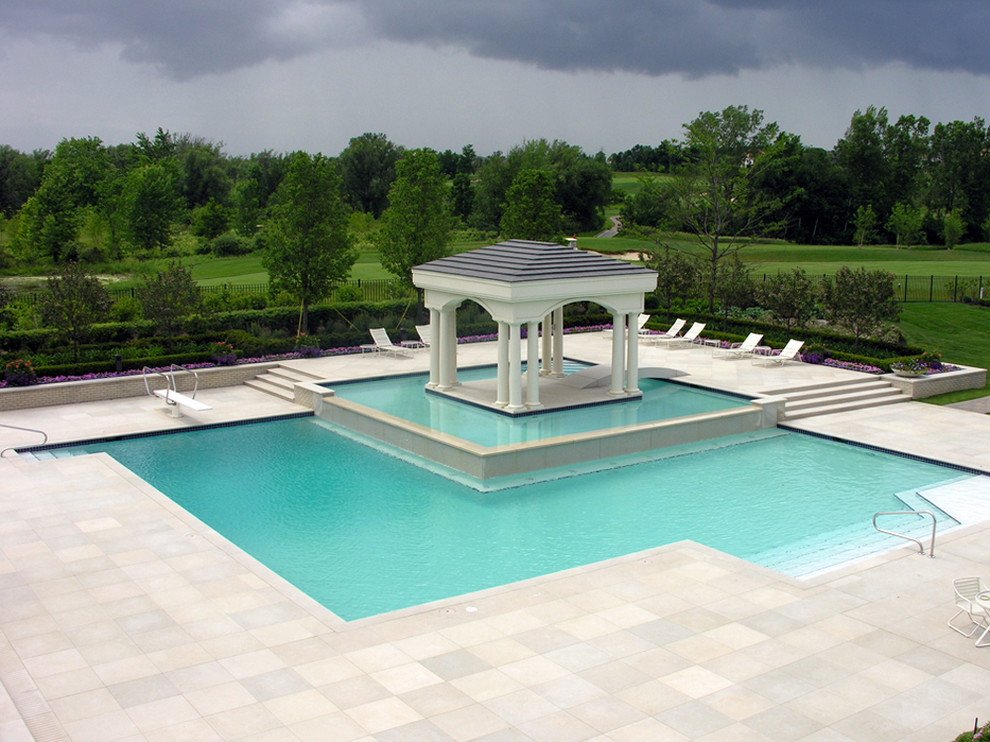 Pool with Patio Island & Golf Course Landscape Design - Garten ...