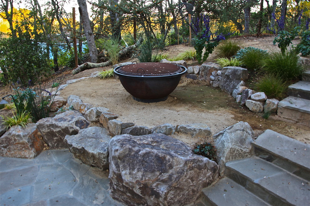 Portola Valley Woodland Infinity Edge Lap Pool - Rustic - Garden - San ...