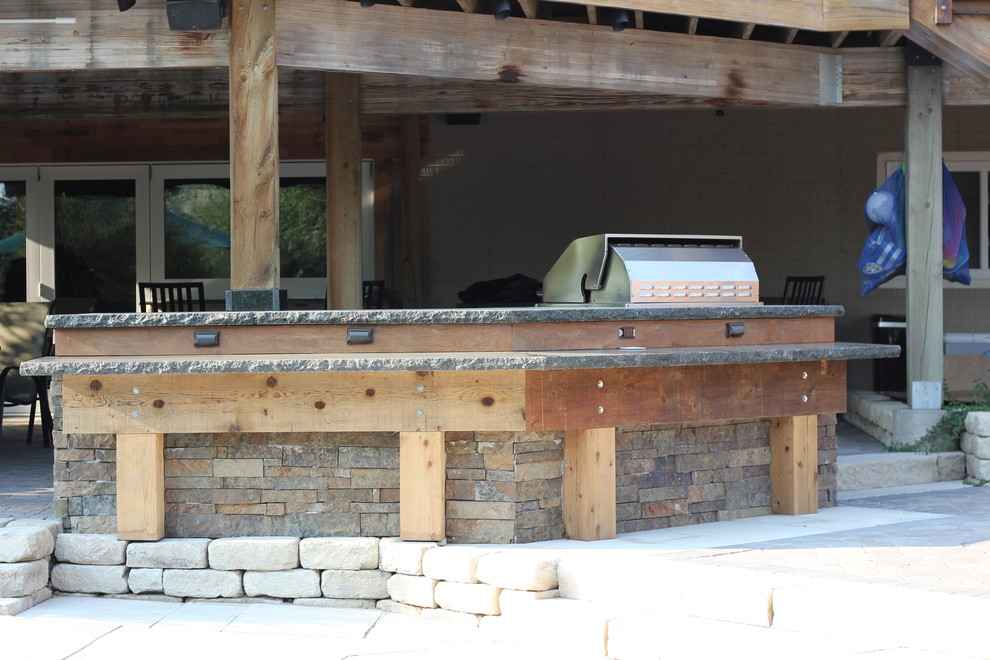 Post n Beam Outdoor Kitchen - Rustic - Landscape - Omaha - by Hardscape ...