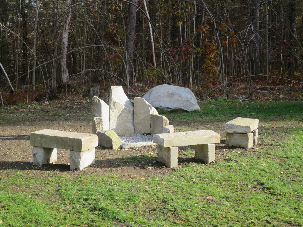 Reclaimed Granite Slab Fire Pit - Landscape - Manchester | Houzz