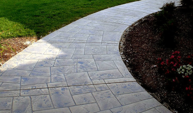Resurfaced Hand-Cut Ashlar Pattern Overlay on Walkway - Craftsman ...