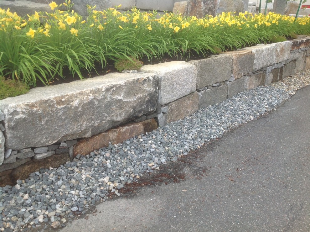 Retaining Wall using Reclaimed Granite Block - Traditional - Landscape ...