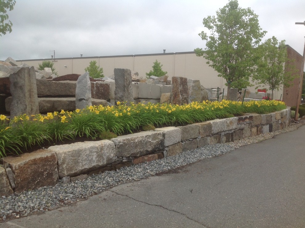 Retaining Wall using Reclaimed Granite Block - Traditional - Landscape ...