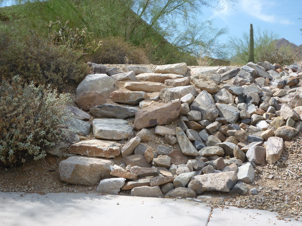 Rip Rap Drainage Outlet with Built-in Steps - Contemporary - Landscape ...