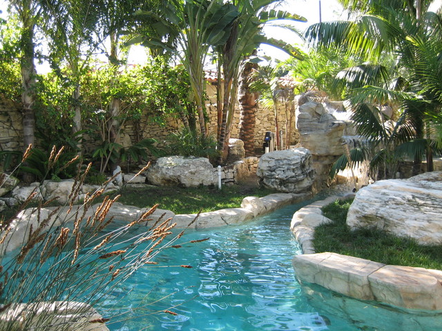 Rock Pool with Lazy River - Tropical Garden Style - Tropical - Garden ...