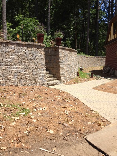 Roman Pisa Retaining Wall & Steps MA - Traditional - Garden - Boston ...