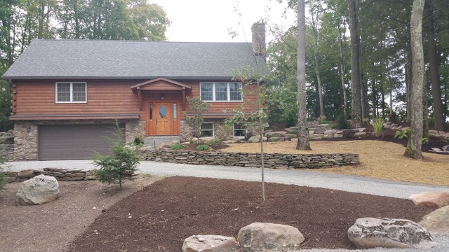 Rural Landscape Design - Fieldstone Wall, Flagstone Path, Boulder Steps ...