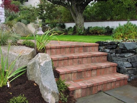 Seattle Front Yard Landscaping and Brick Steps - Traditional - Garden ...