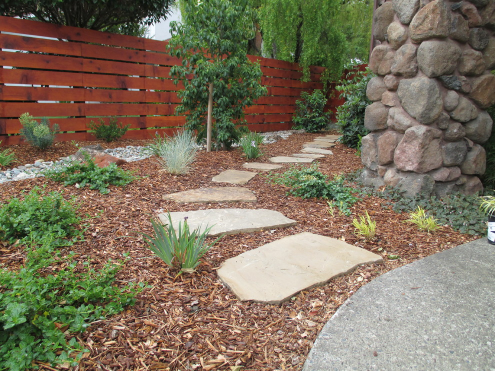 side yard completed in the front of the house - Mediterranean ...