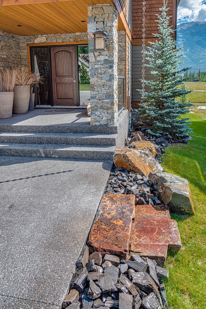 Side Yard with Stone Steps & Rundle Stone Tailings - Contemporary ...