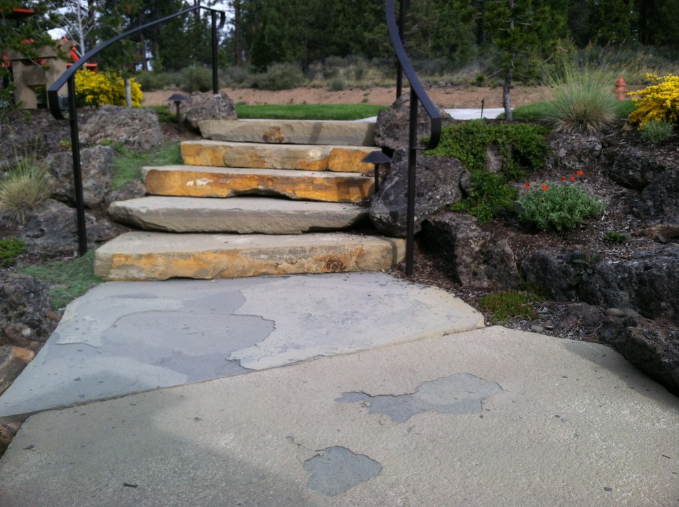 Slab rock staircase entryway - Rustic - Landscape - Other - by Earth ...
